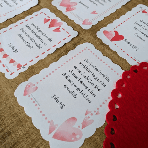 12 Pcs Christian Valentine's Day Scripture Cards, "God is Love" Bible ...