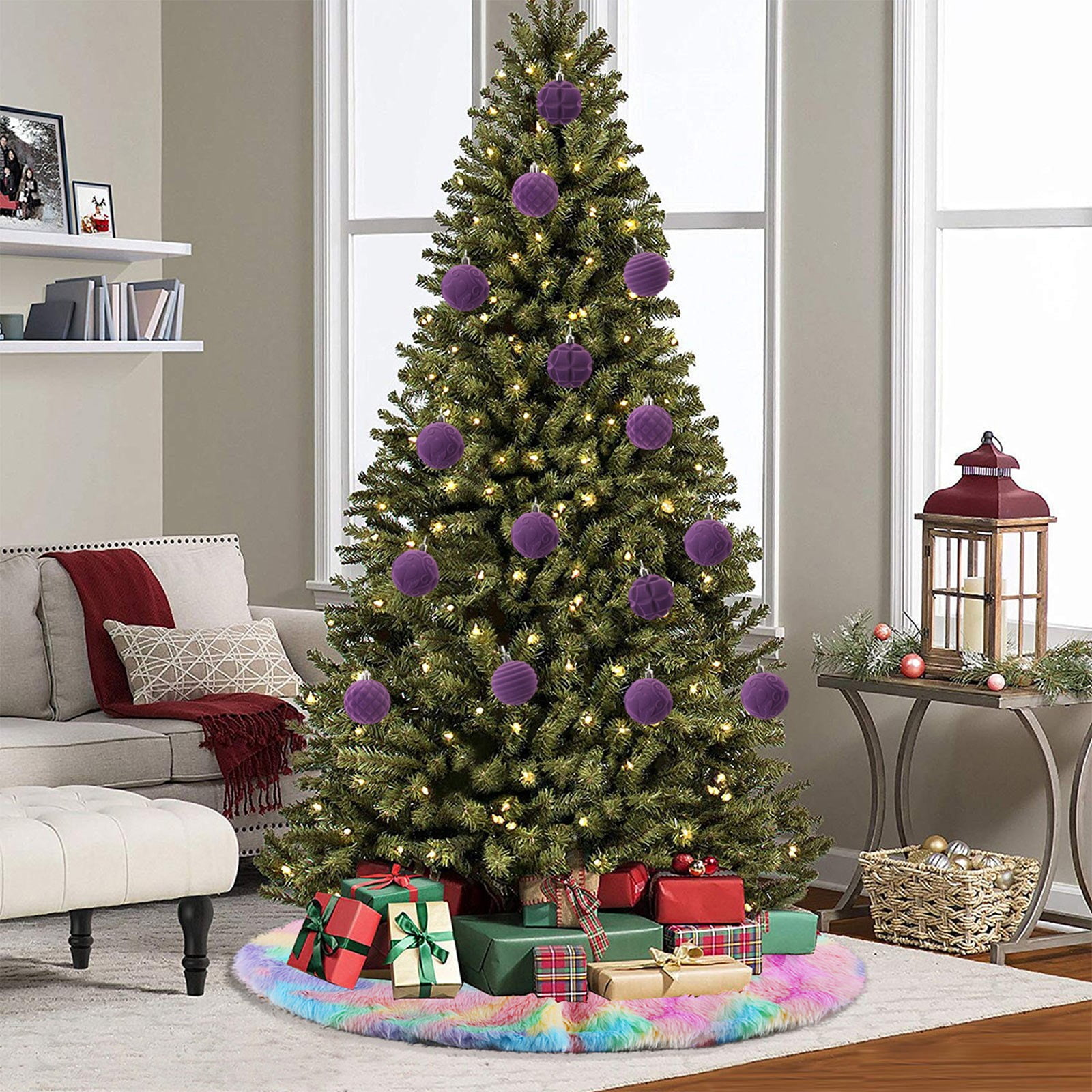 12 Pcs Christmas Ball Ornament Christmas Solid Color Balls Decorative Hanging Ornaments Set for ...