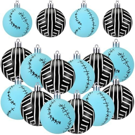 12 Pcs Christmas Black and White Blue Ball Ornaments 2.36 Inch Plastic ...