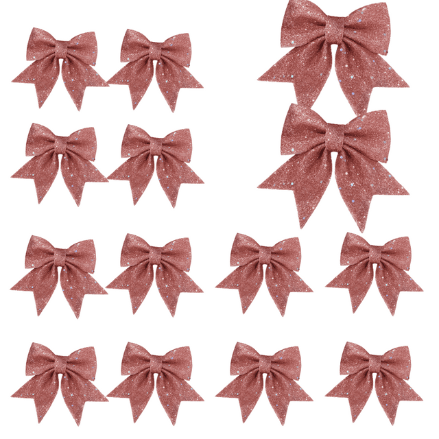 12 Pcs Christmas Bows Decoration MODANU Pink Christmas Bows for ...