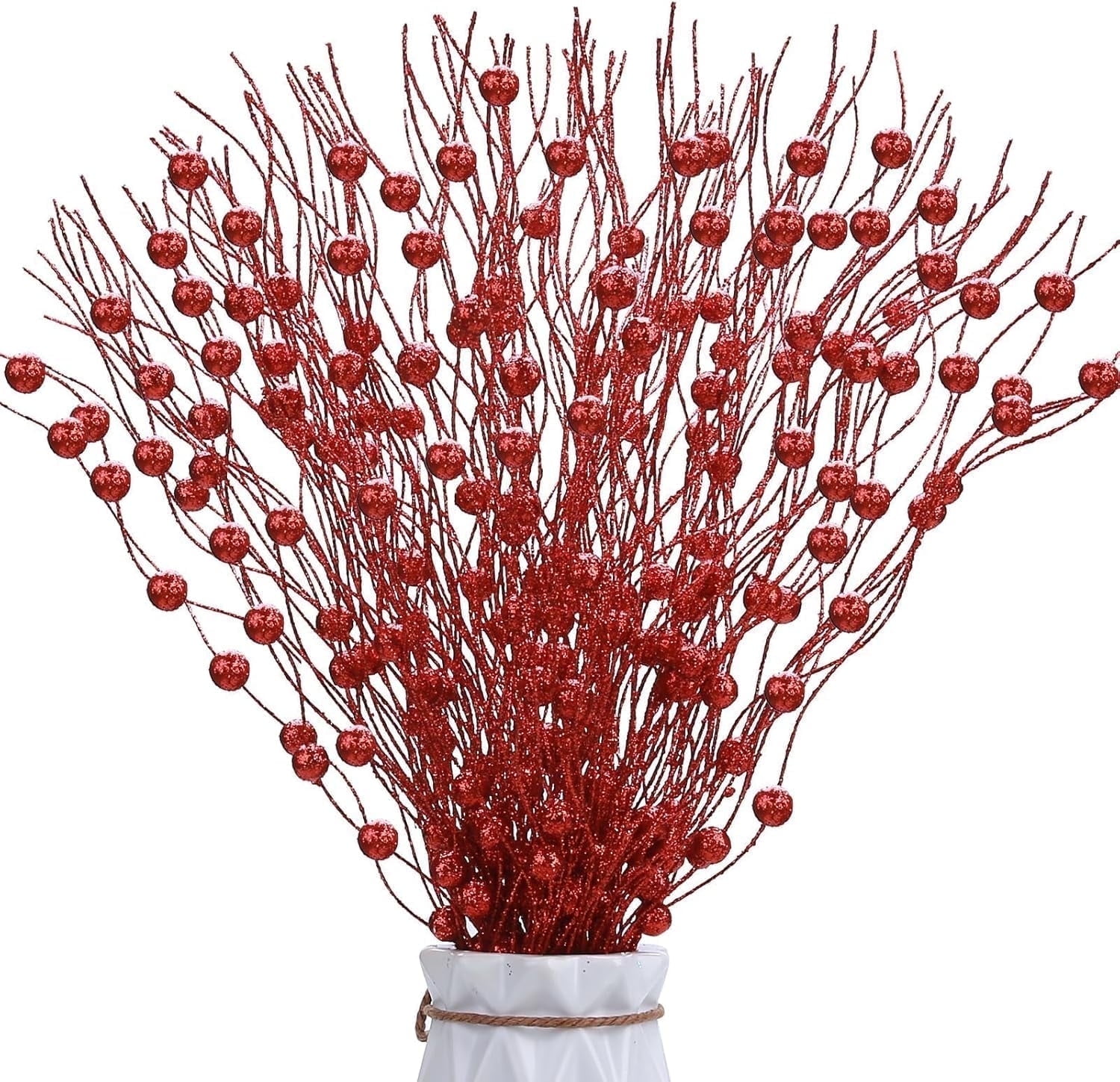 12 Pcs Christmas Glitter Berries Stems Christmas Tree Filler ...