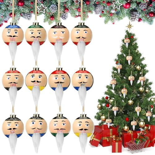 12 Pcs Christmas Hand Painted Ball Ornament 2.36 Inch Christmas Tree ...
