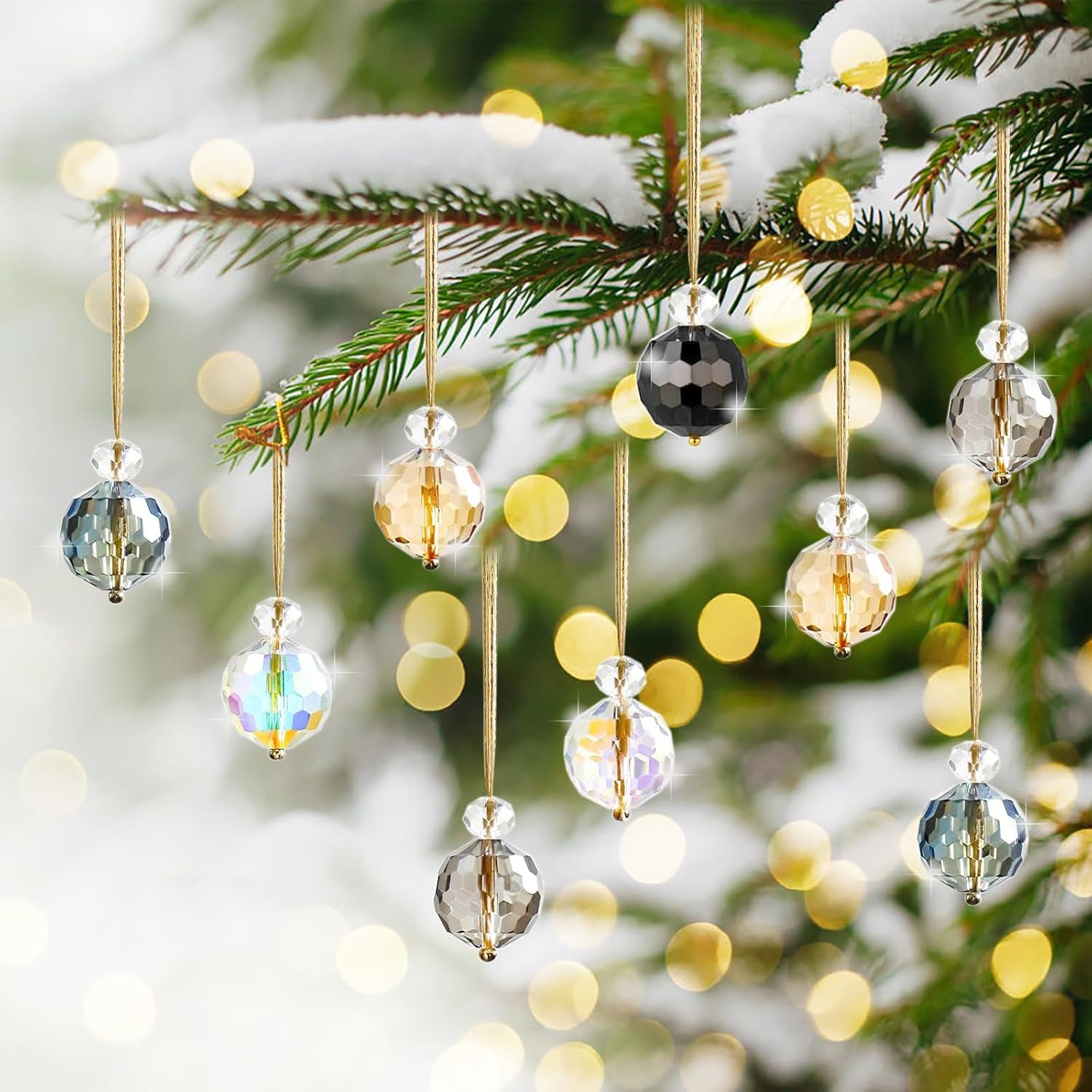 12 Pcs Christmas Mini Ornaments, Multicolor Crystal Balls, Mini ...