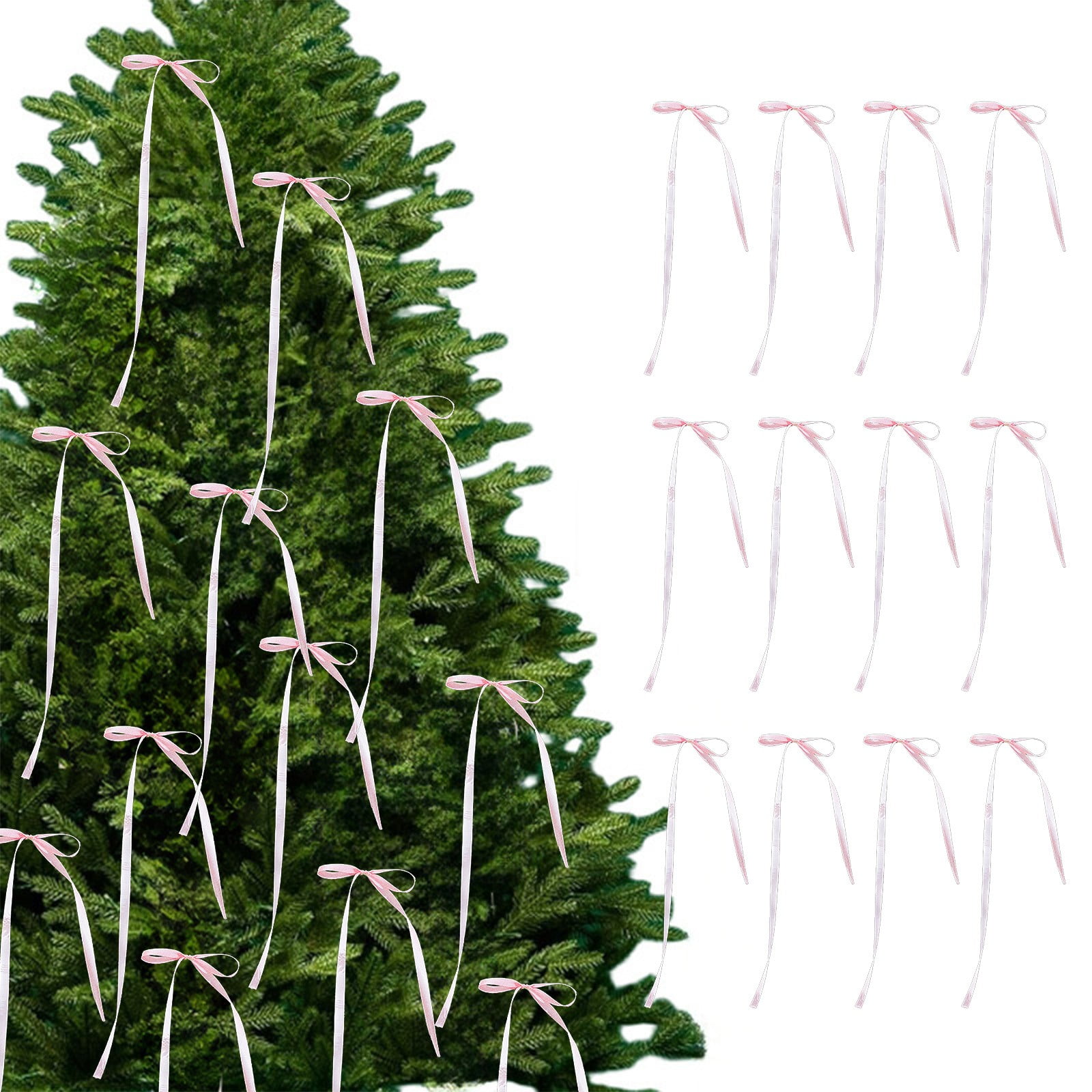 12 Pcs Christmas Ribbon Bows for Tree Decorations, 31.5 Inch Polyester ...