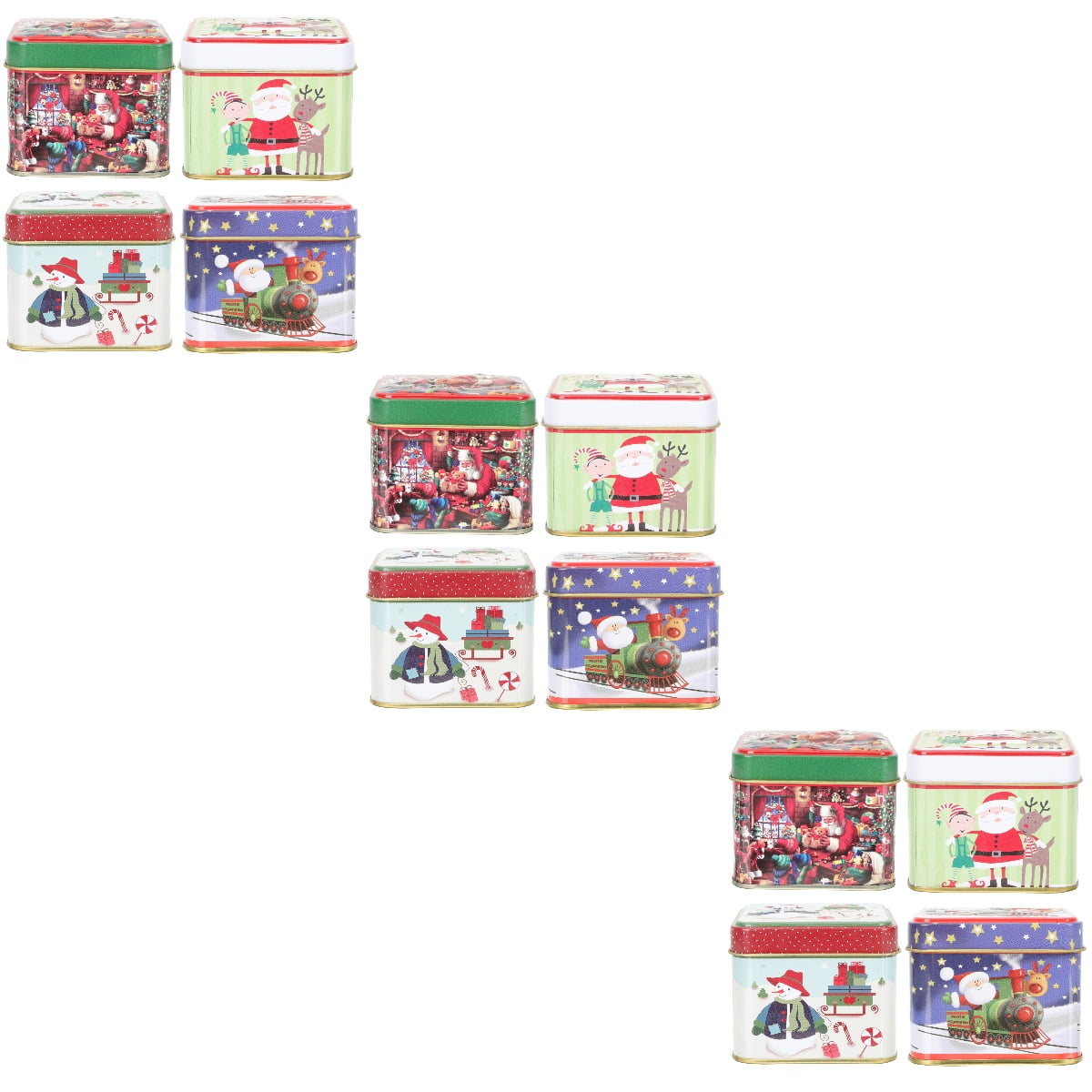 12 Pcs Christmas Tin Box Gift Boxes for Presents Candy Container Cookie ...
