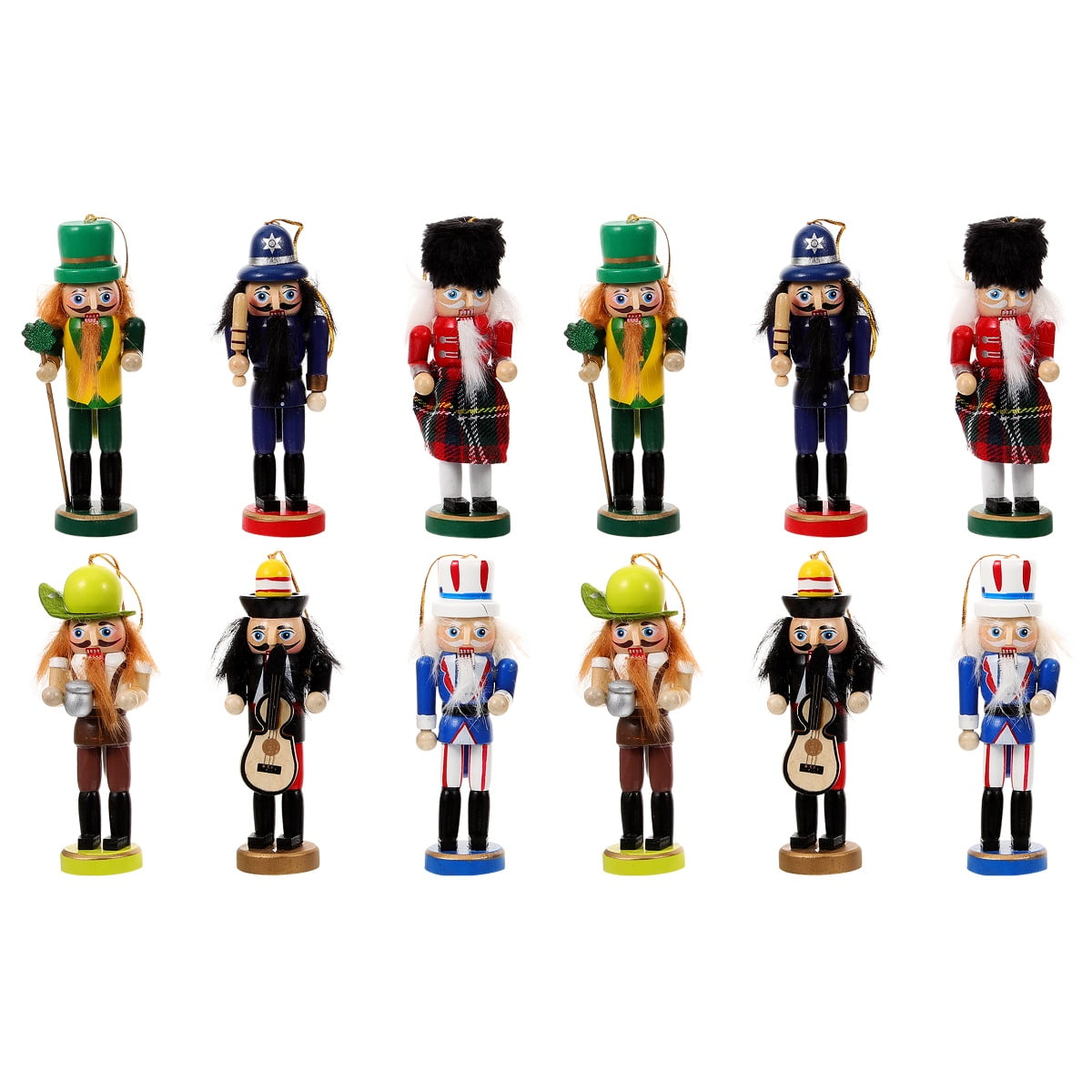 12 Pcs Christmas Tree Nutcracker Soldier Office Decor Cute Gift Walnut ...