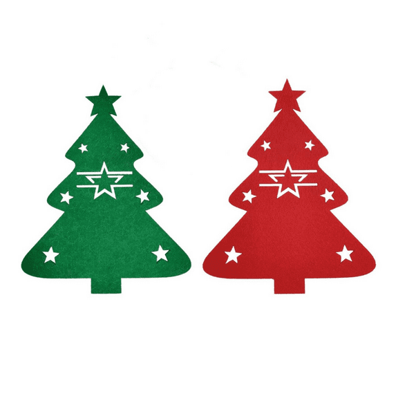 12 Pcs Christmas Tree Shaped Cutlery Storage Bag Set, Christmas Themed ...