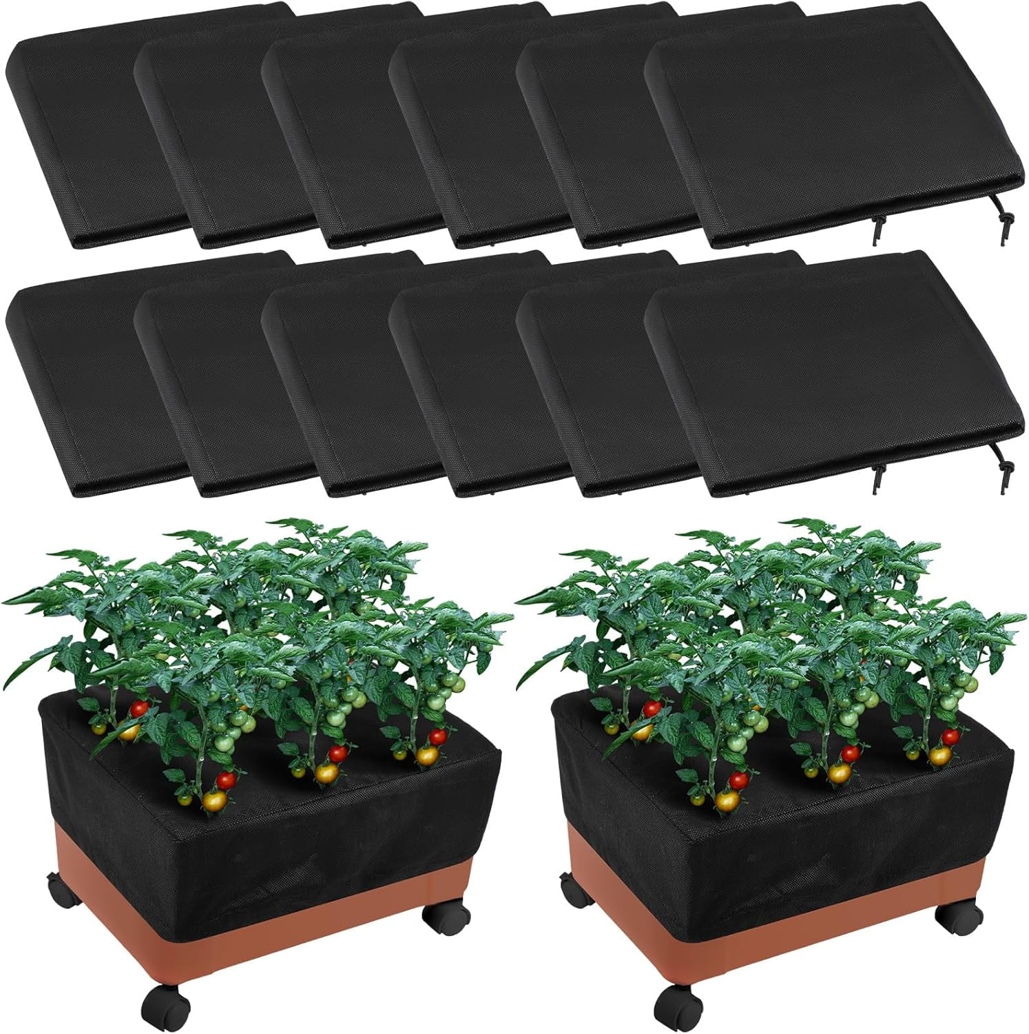 12 Pcs City Pickers Replacement Mulch Cover Black Planter Box Cover ...