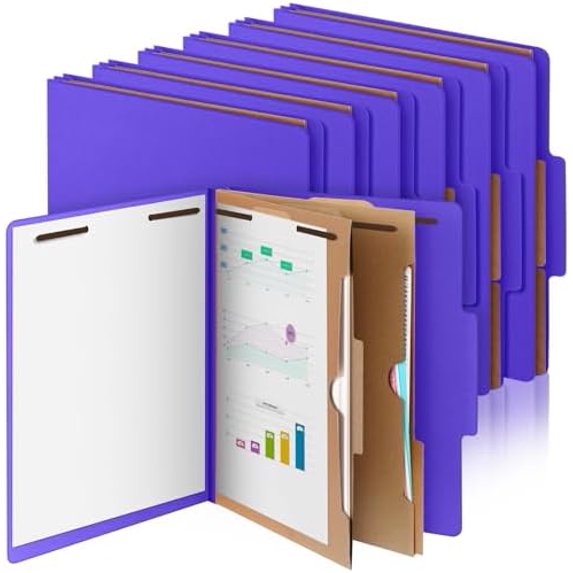 12 Pcs Classification Folders Letter Size, 2 Pocket Dividers Pressboard ...
