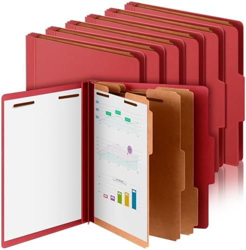12 Pcs Classification Folders Letter Size, 3 Divider Pressboard File ...