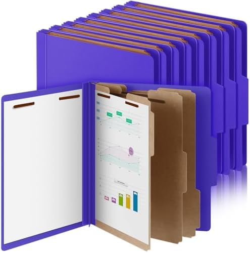 12 Pcs Classification Folders Letter Size, 3 Divider Pressboard File ...