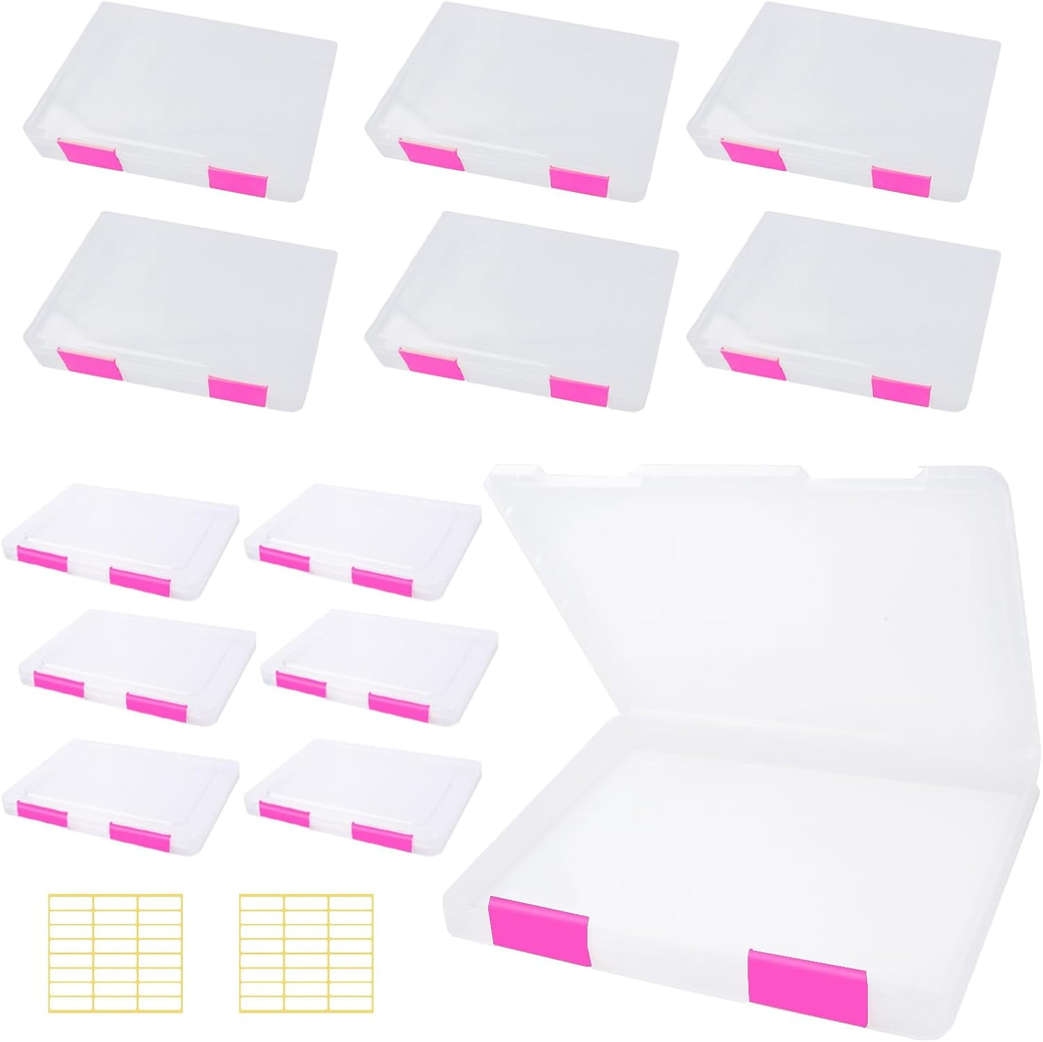 12 Pcs Clear A4 A5 File Box Document Plastic Storage Box with 48 Labels ...
