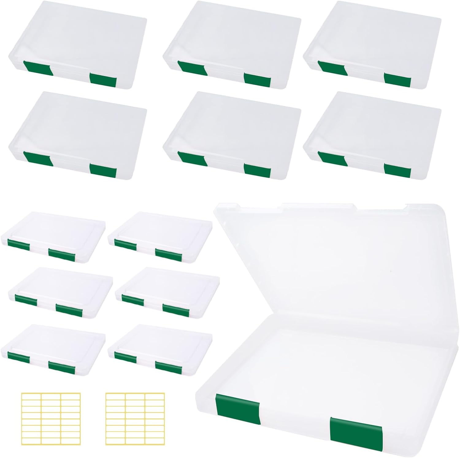 12 Pcs Clear A4 A5 File Box Document Plastic Storage Box with 48 Labels ...