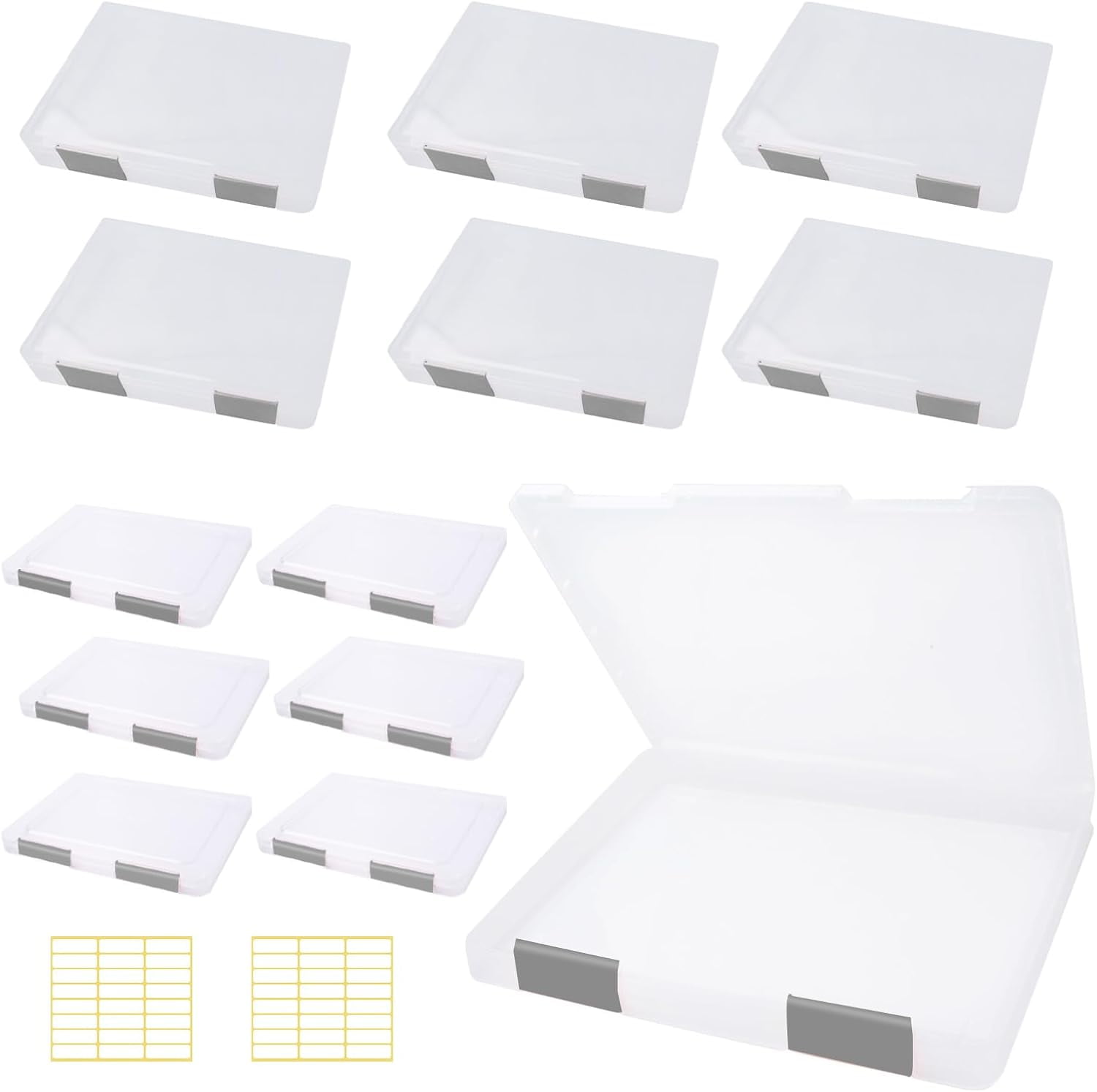 12 Pcs Clear A4 A5 File Box Document Plastic Storage Box with 48 Labels ...
