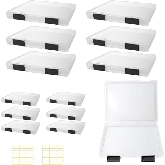 12 Pcs Clear A4 A5 File Box Document Plastic Storage Box with 48 Labels ...