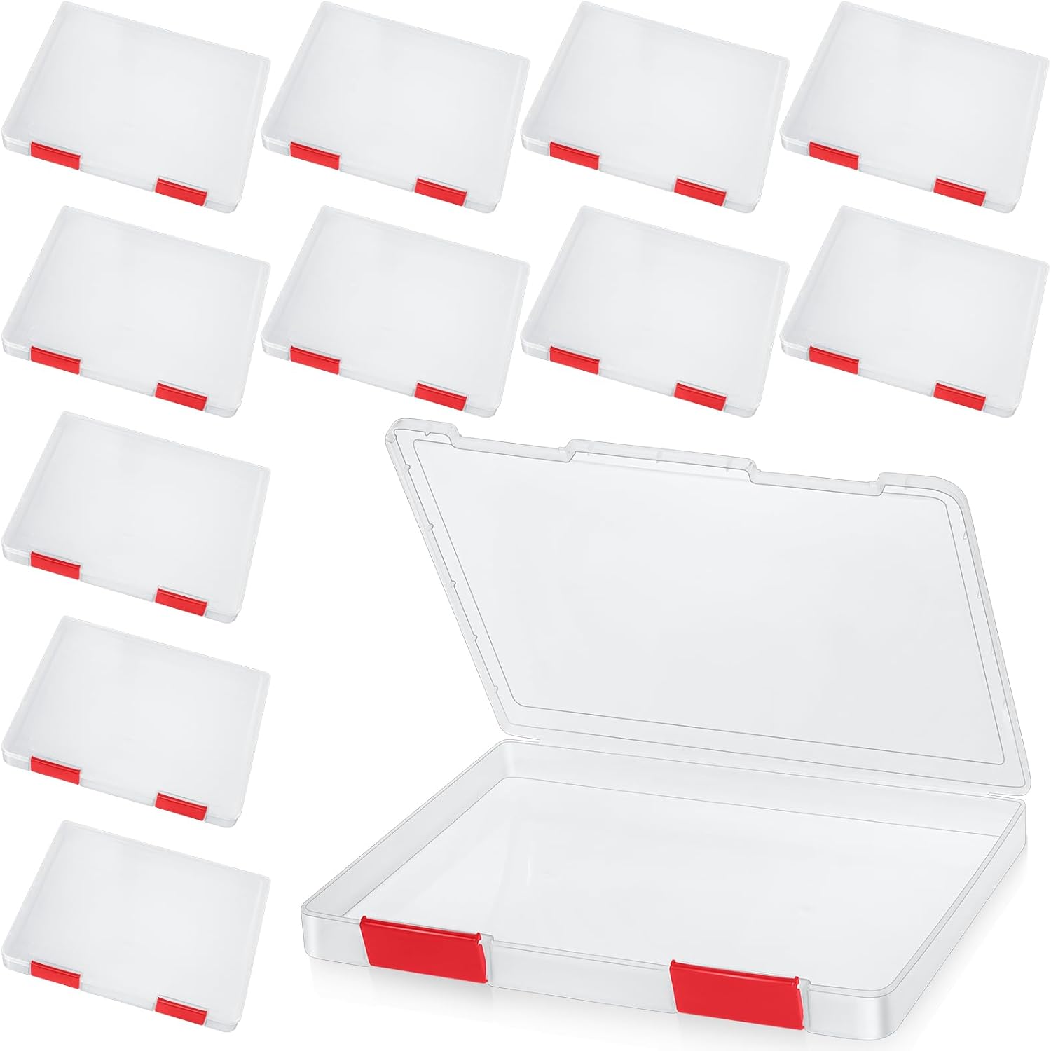 12 Pcs Clear A4 File Box Plastic Document Storage Case Scrapbook Paper ...