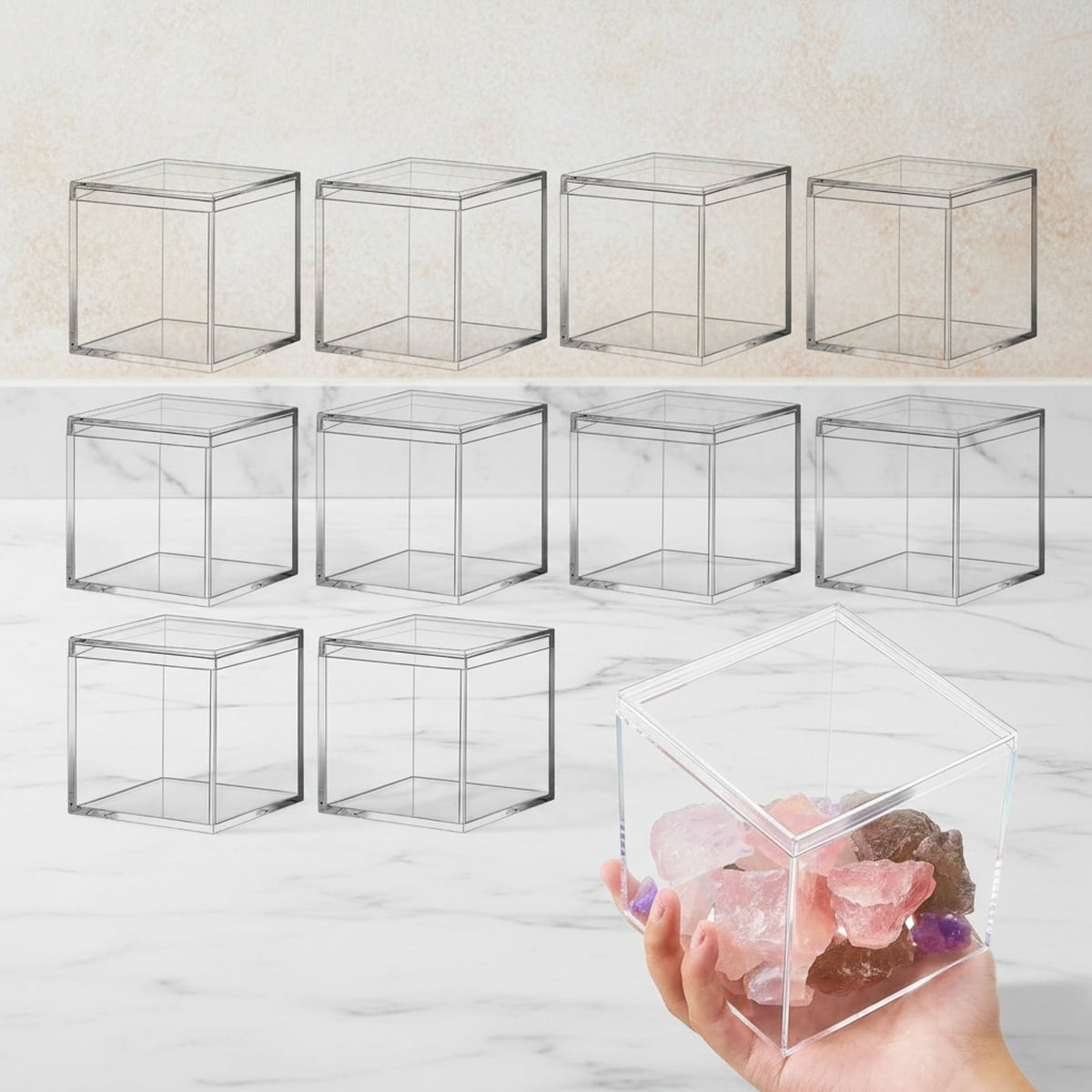 12 Pcs Clear Acrylic Box with Lid Plastic Small Acrylic Boxes ...