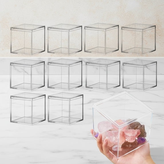 12 Pcs Clear Acrylic Box with Lid Plastic Small Acrylic Boxes ...