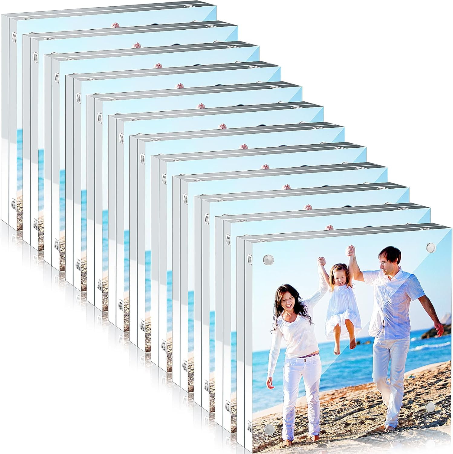 12 Pcs Clear Acrylic Picture Frame Magnetic Desktop Display Double ...