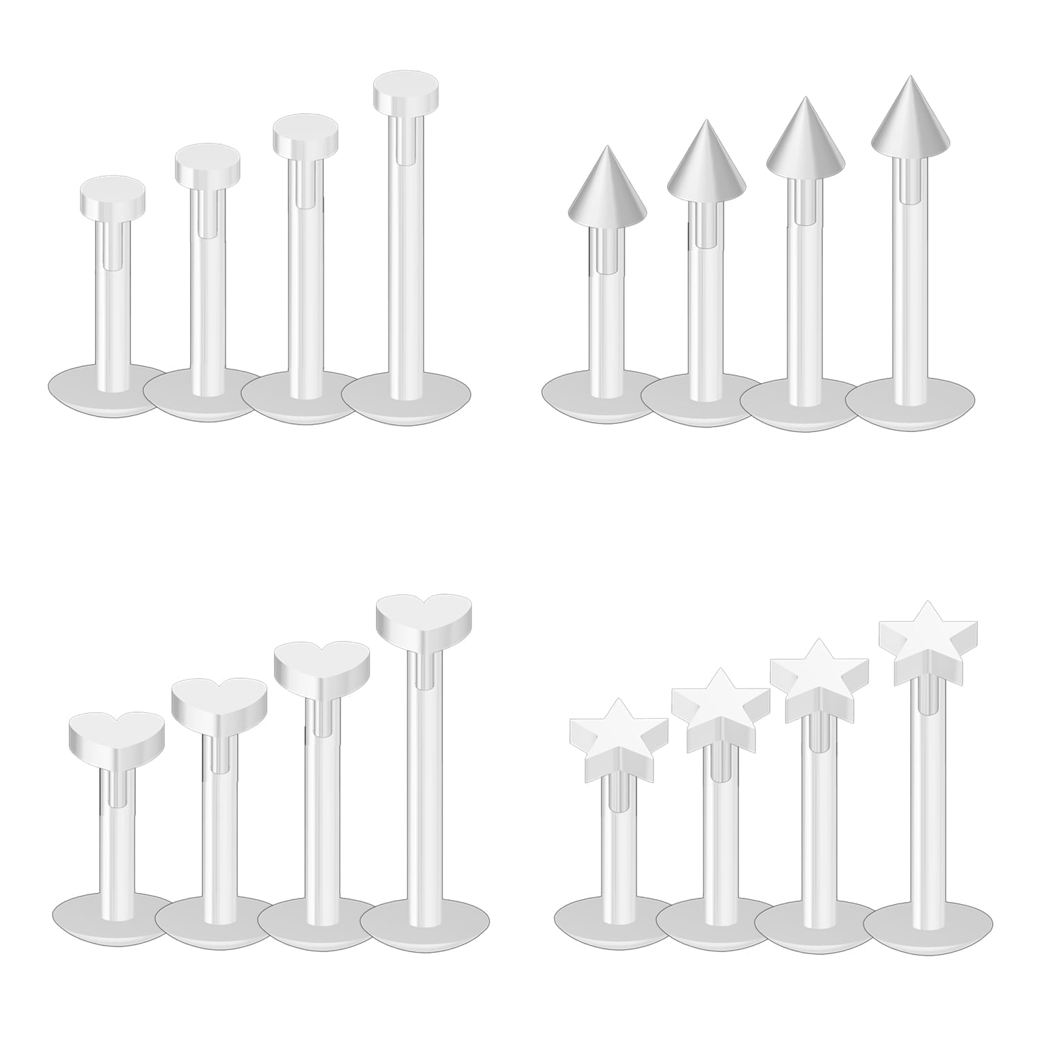 12 Pcs Clear Cartilage Earrings, 16G Clear Bioflex Tragus Lip Retainer ...