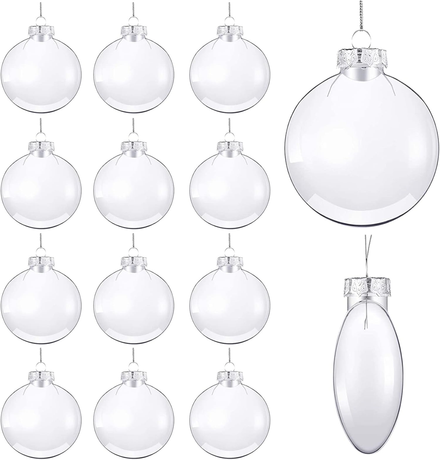 12 Pcs Clear Christmas Ornament Ball,3.15 inch Transparent Clear ...