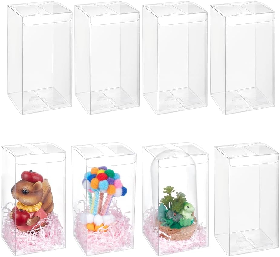 12 Pcs Clear Favor Boxes 3.54x3.54x7.08 Inch Clear Plastic Party Boxes ...