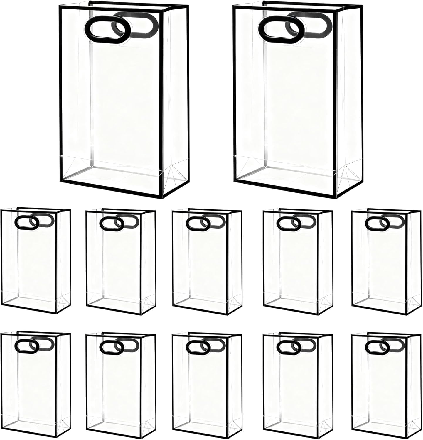 12 Pcs Clear Gift Bags with Handles 7.1"x10.2"x3.2" Plastic Party Favor ...