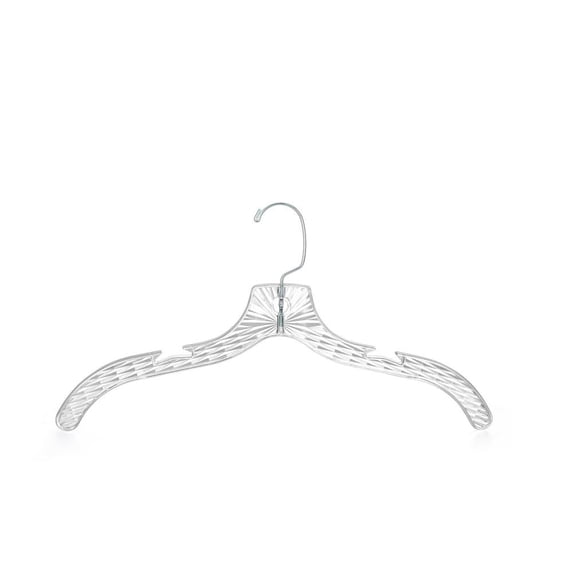 12 Pcs. Clear Plastic Hangers – Non-Slip, Crystal-Cut, Durable & Space ...