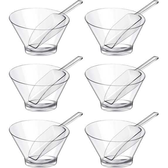 12 Pcs Clear Plastic Serving Bowls with Scoops, 210 ml Salad Bowls ...