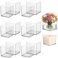 12 Pcs Clear Plastic Square Vases, 4 Inch & 5 Inch Dual Size Cube ...