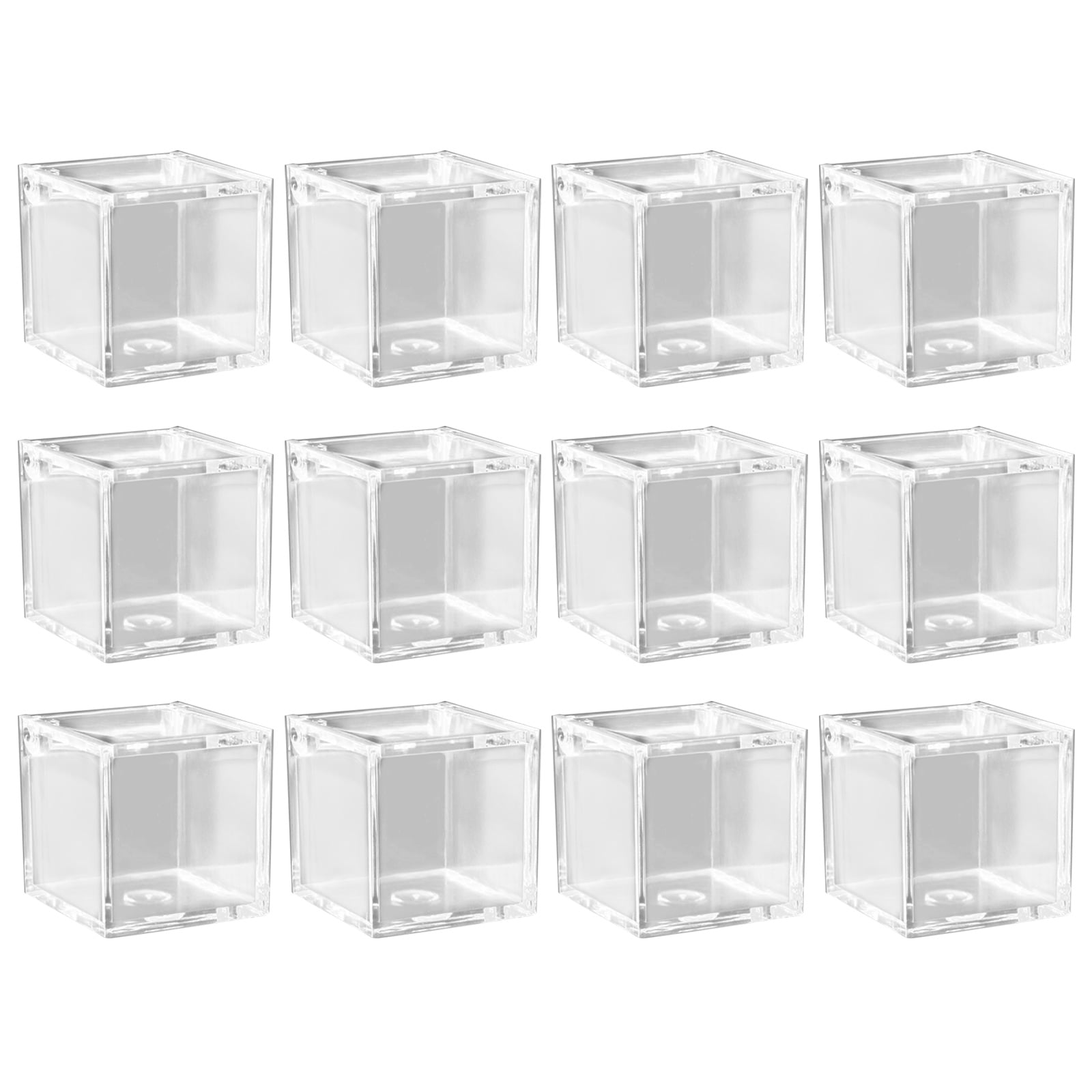 12 Pcs Clear Stackable Acrylic Storage Box with Flap Lids Square Candy ...