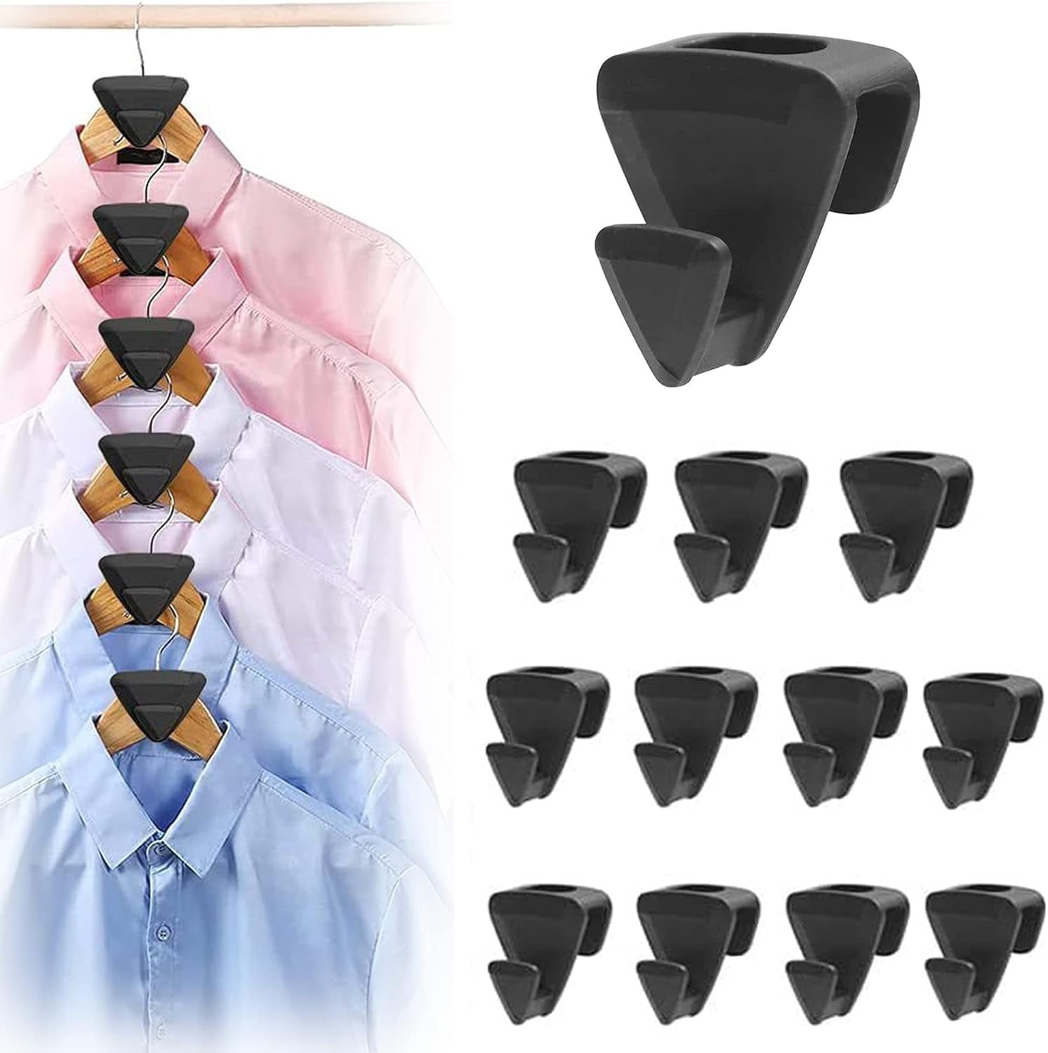 12 Pcs Clothes Hanger Connector Hooks,Space Triangular Hanger Hook ...