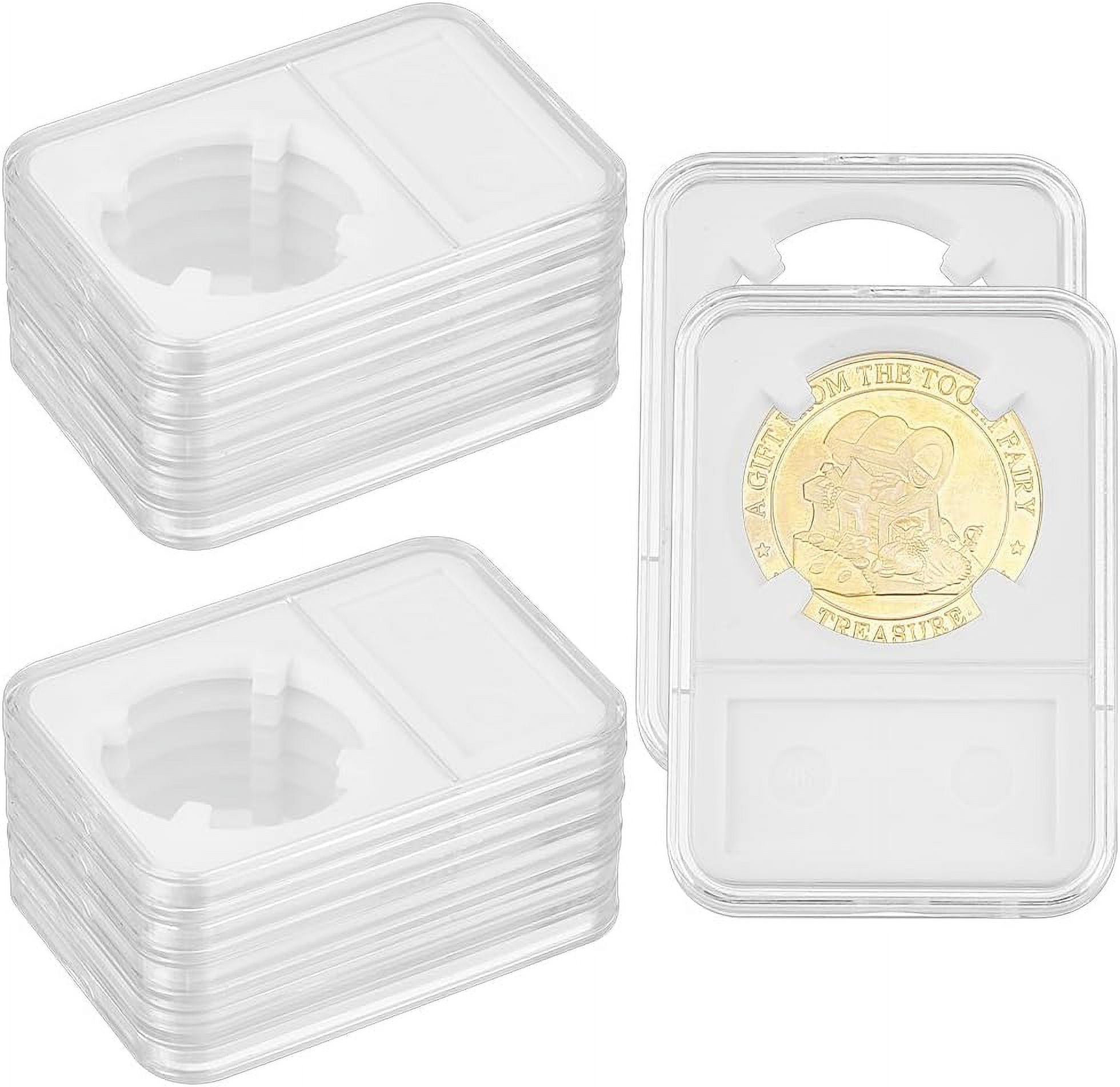 12 Pcs Coin Slab Snap Display Holder 35mm Clear Plastic Storage Case ...