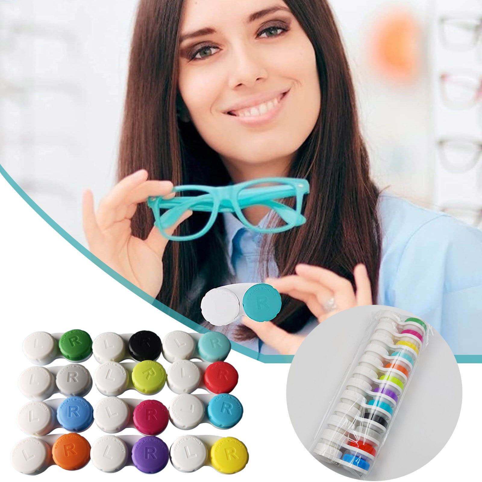 12 Pcs Colorful Contact Lens Case, Immersion Kit, Leak-Proof Packaging ...