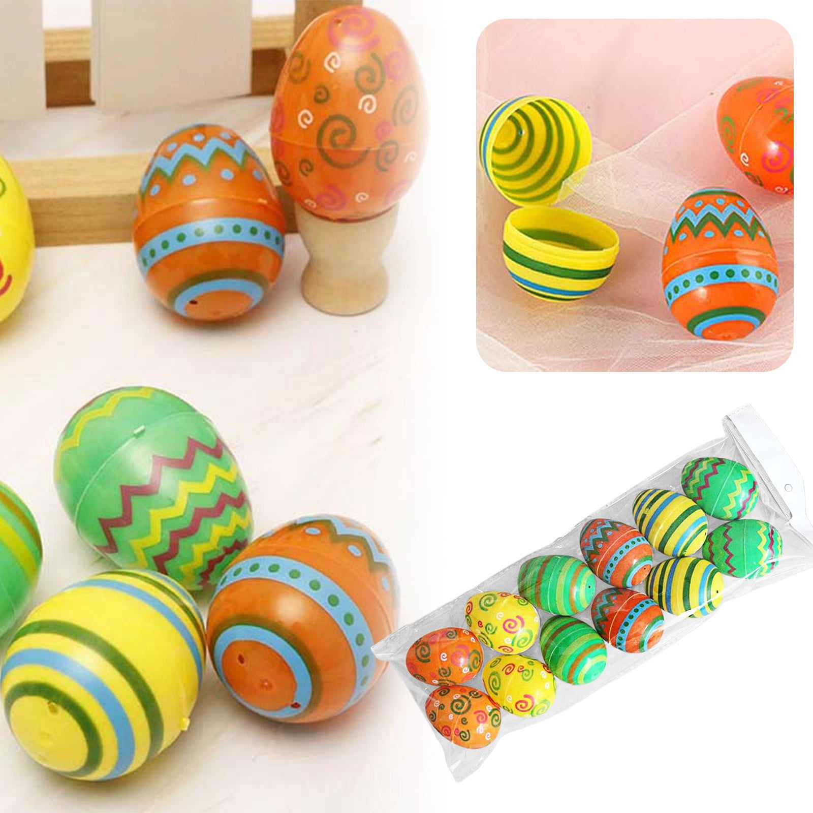12 Pcs Colorful Easter Eggs Openable & Fillable Plastic Eggs for Easter ...