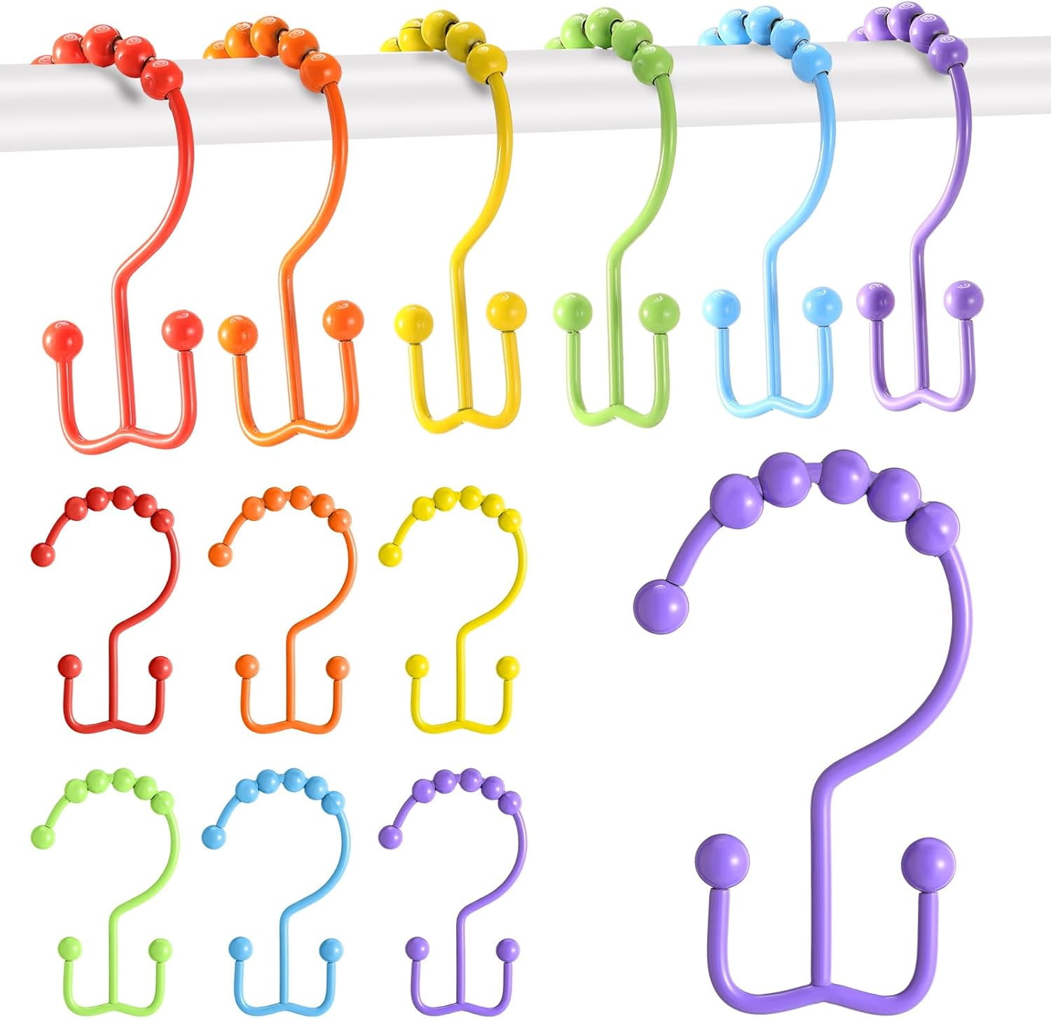 12 Pcs Colorful Shower Curtain Hooks Bohemian Rainbow Color 304 ...