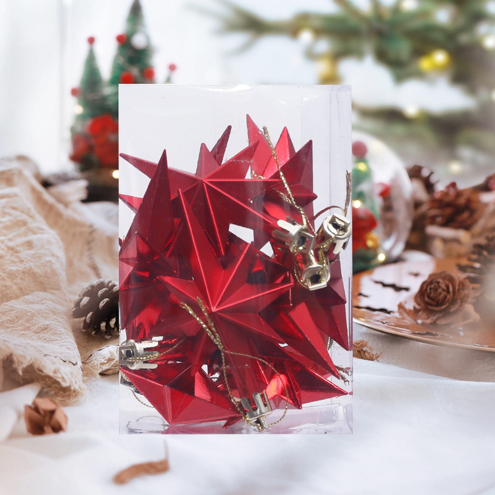 12 Pcs Colourful Christmas Tree Hanging Ornaments Plastic Plating Boxed ...