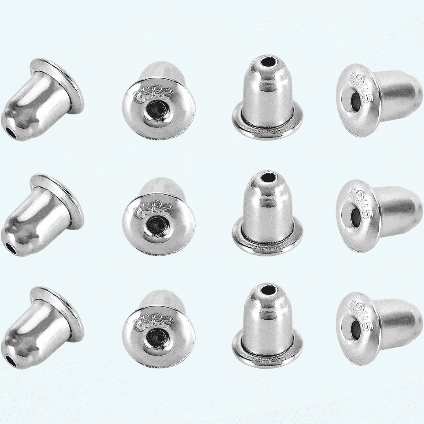 12 Pcs Comfort Fit 925 Silver Earring Backs, Bulk Earring Stoppers for ...