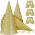 12 Pcs Cone Glitter Birthday Hats: Gold Party Small Birthday Cone Hats ...