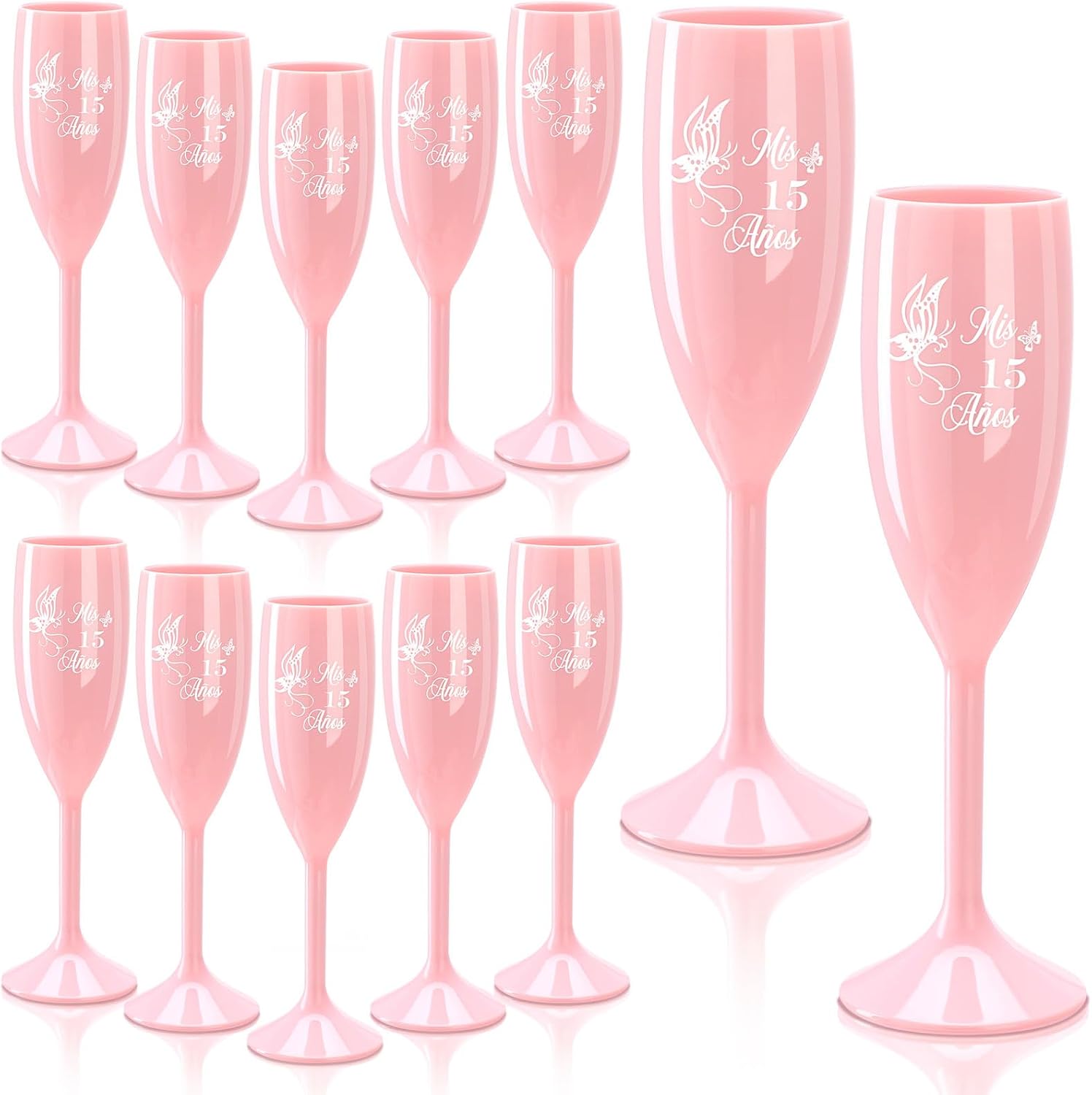 12 Pcs Copas Para Brindis De 15 Años Pink Quinceañera Champagne Glasses ...