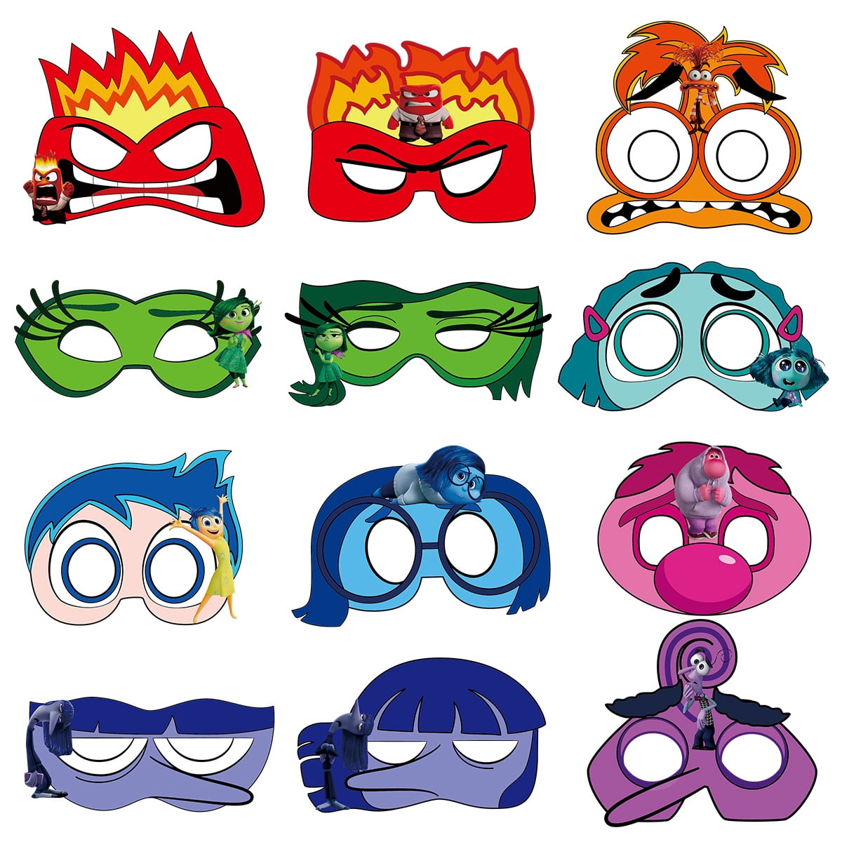 12 Pcs Cosplay Inside Out Themed Masks Birthday/Festival Party Supplies ...