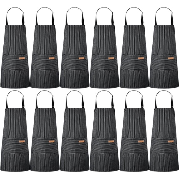 12 Pcs Cotton Aprons for Women Men with Pockets Soft Adjustable Bib ...