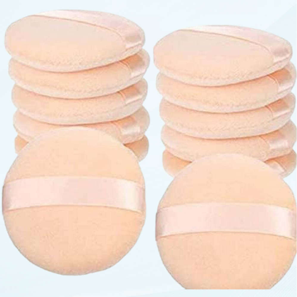 12 Pcs Cotton Powder Puffs Round Makeup Puffs Pads with Strap Washable ...