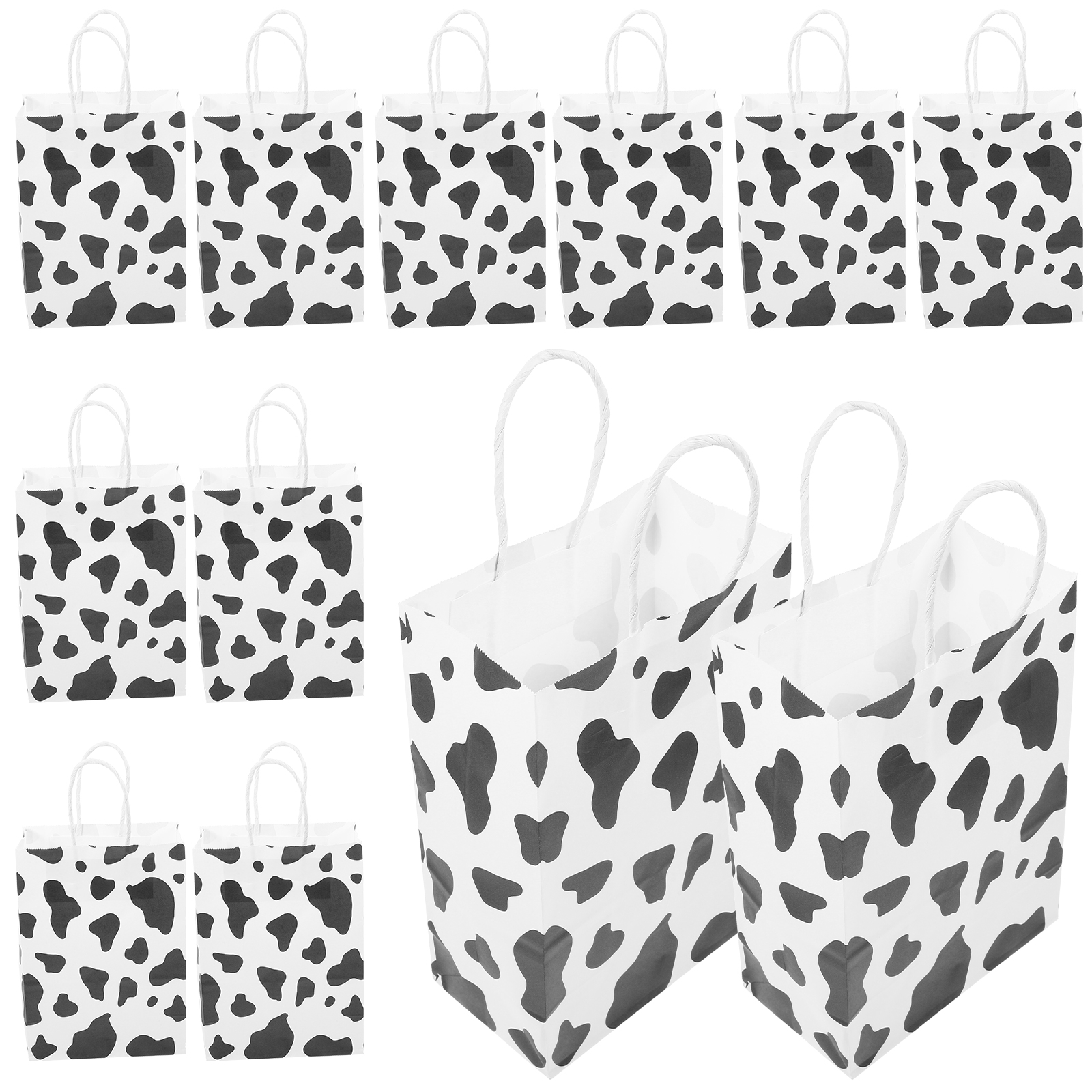12 Pcs Cow Print Bag Kraft Paper Sturdy Bags with Handles Baby ...