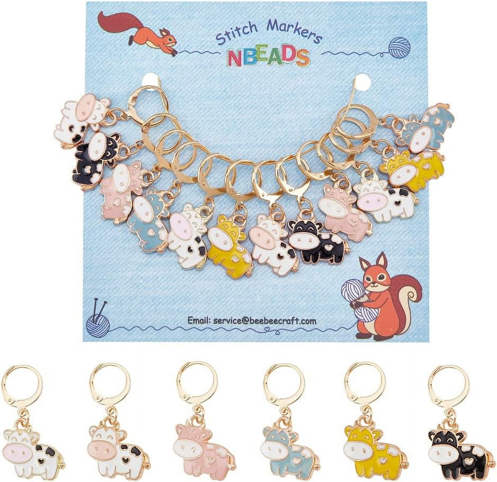 12 Pcs Cow Stitch Markers, 6 Colors Alloy Enamel Cow Crochet Stitch ...