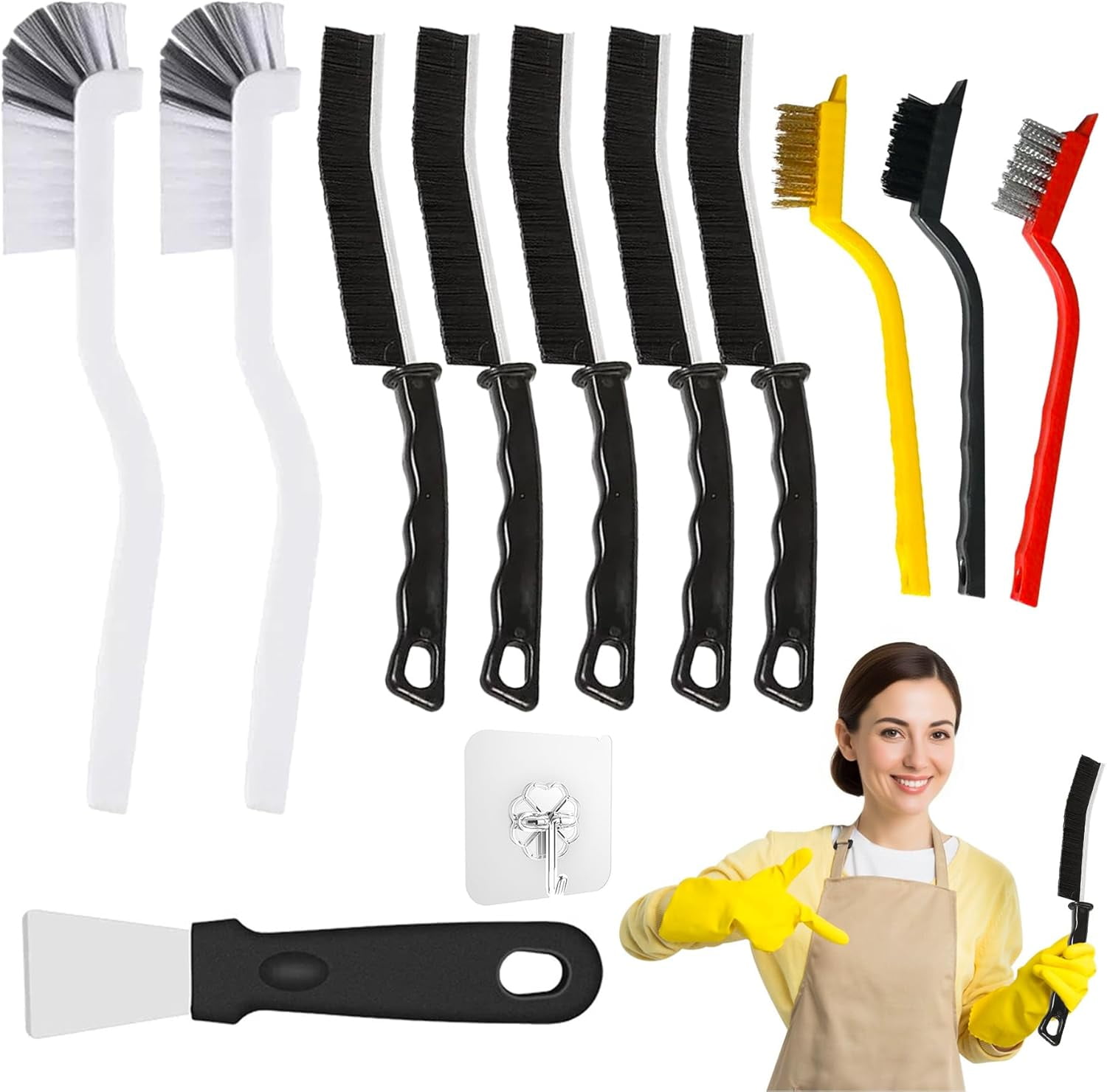 12 Pcs Crevice Cleaning Brush Set, Multi Purpose Gap Cleaning Scrub ...