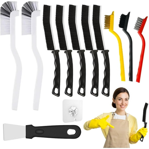 12 Pcs Crevice Cleaning Brush Set, Multi Purpose Gap Cleaning Scrub ...