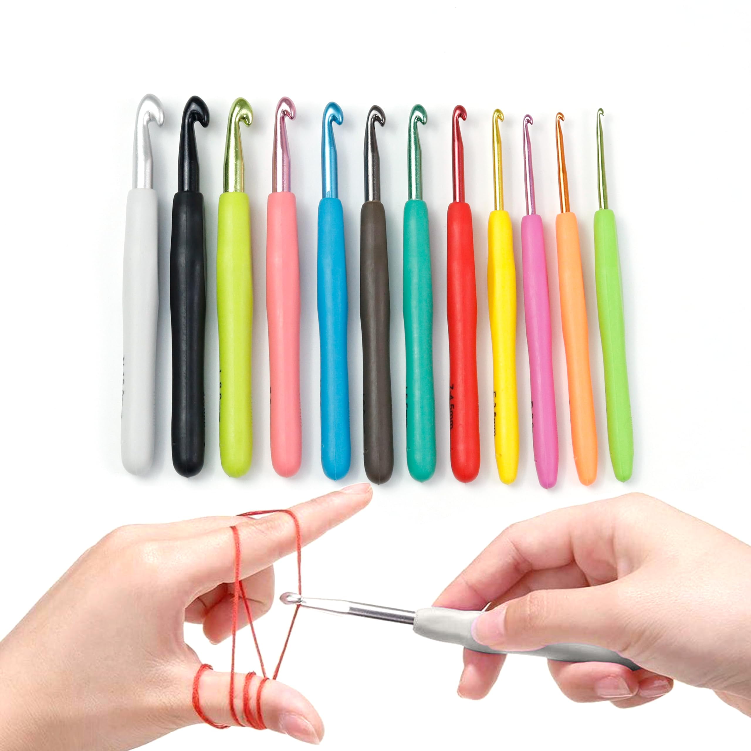 12 Pcs Crochet Hooks, Multicolored Knitting Needles for Crocheting ...