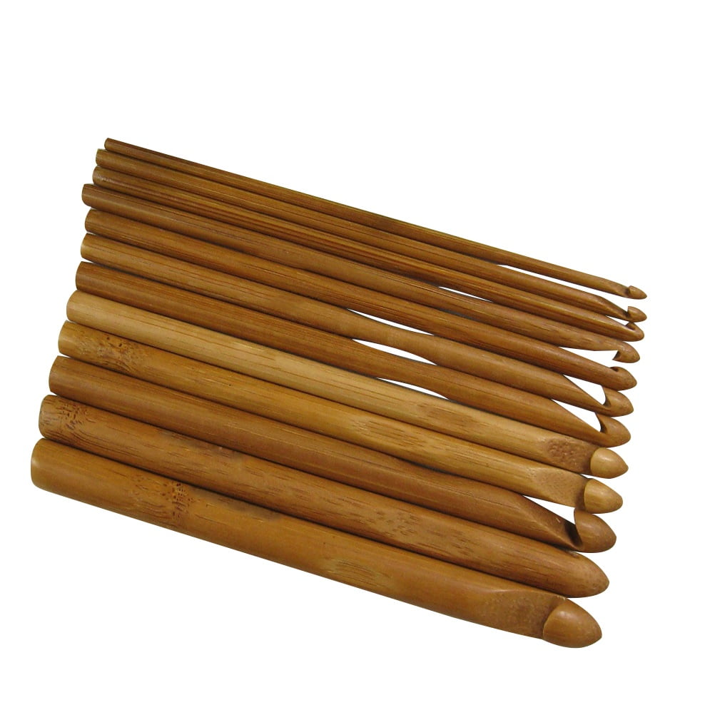12 Pcs Crochet Needle Thread Carbonized Knitting Needles Brown ...