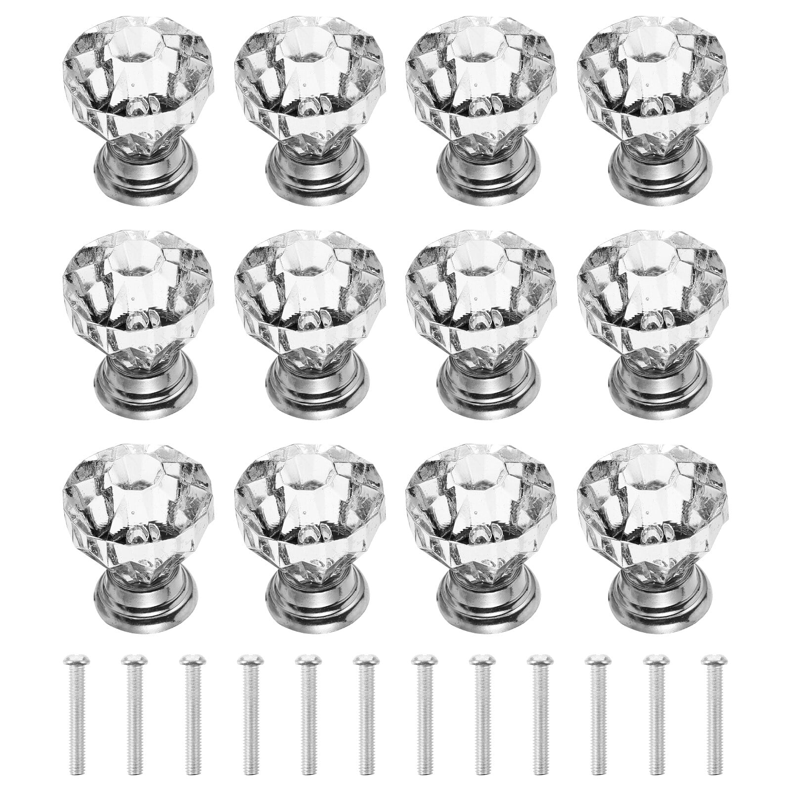 12 Pcs Crystal Knobs, Decorative Diamond Glass Drawer Knobs for Dresser ...